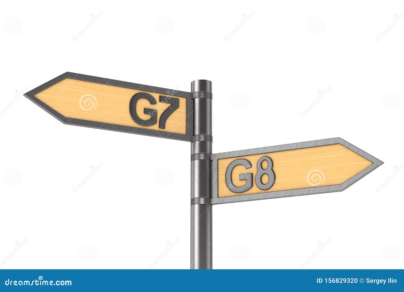 Guidepost with Sign G7 and G8 Group on White Background. Isolated 3D ...