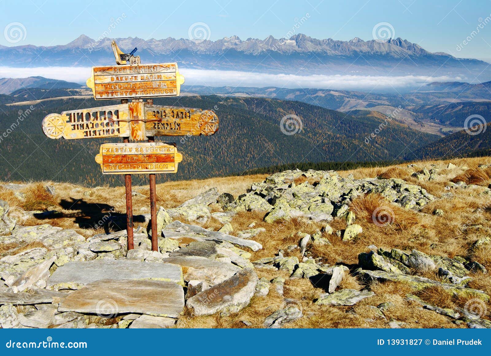 Guidepost in Tatra National Park Stock Image - Image of tatry, fores ...