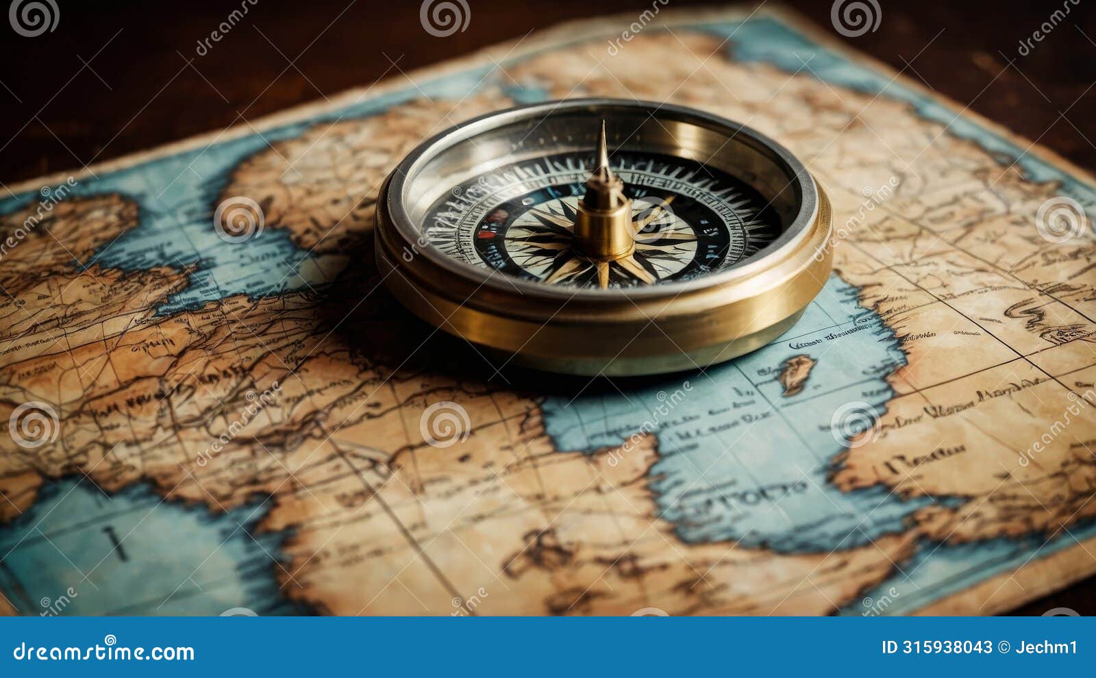 Guiding the Past: Historical Maps and Compass in Exploration Stock ...
