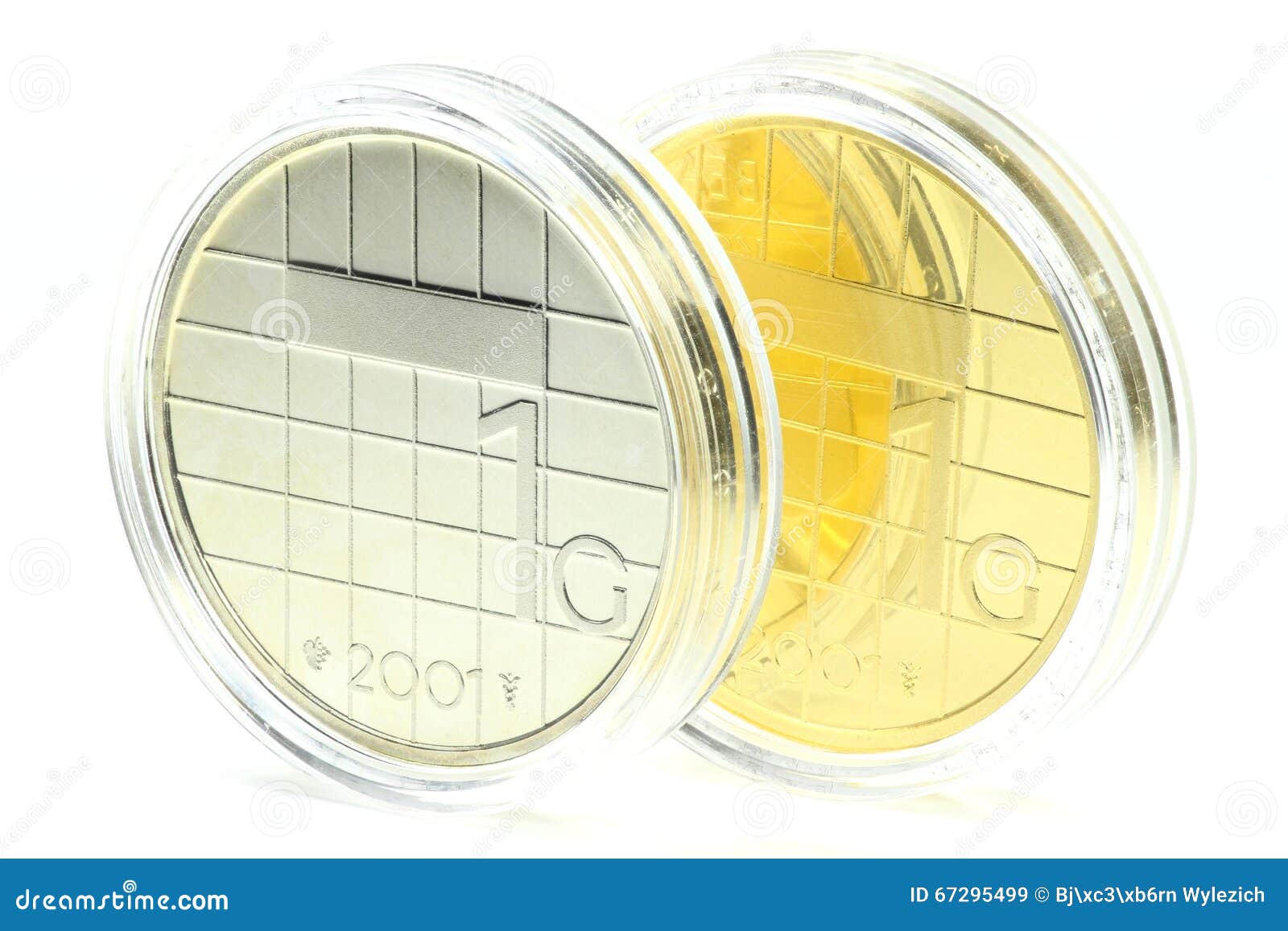 1 Guilder Gold and Sivler Coin Stock Image - Image of dutch, memory ...