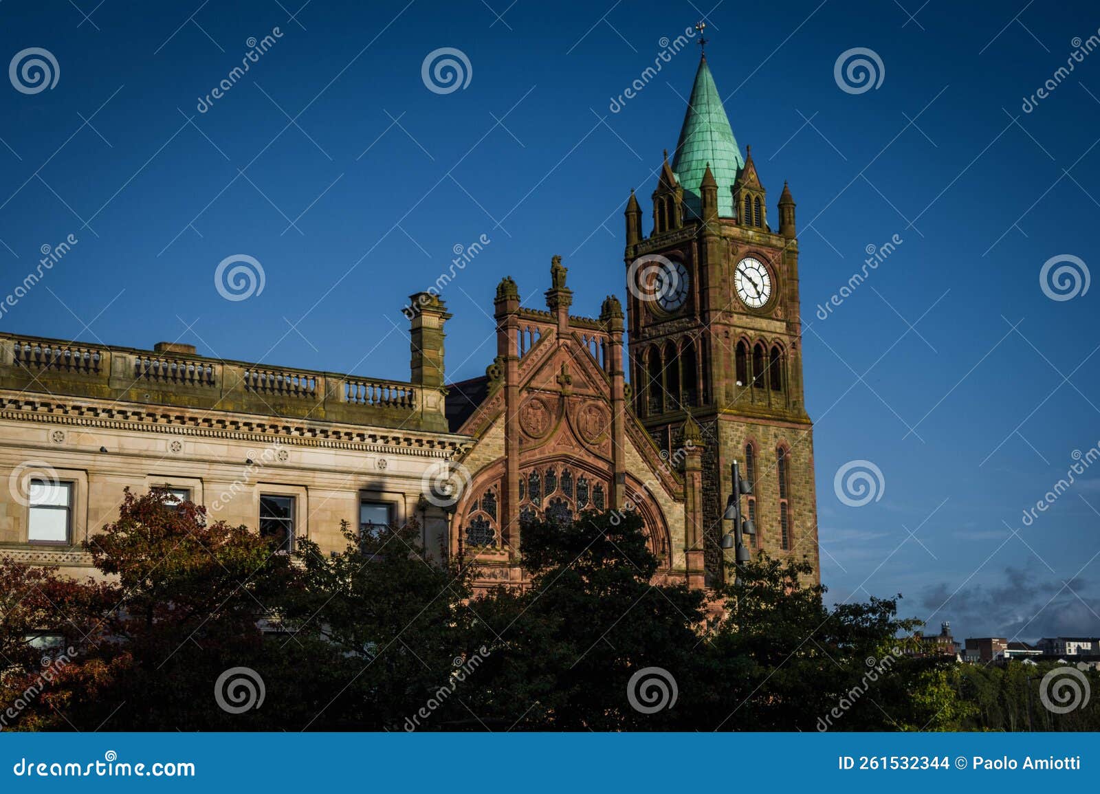 Guildhall of Derry stock photo. Image of road, history - 261532344