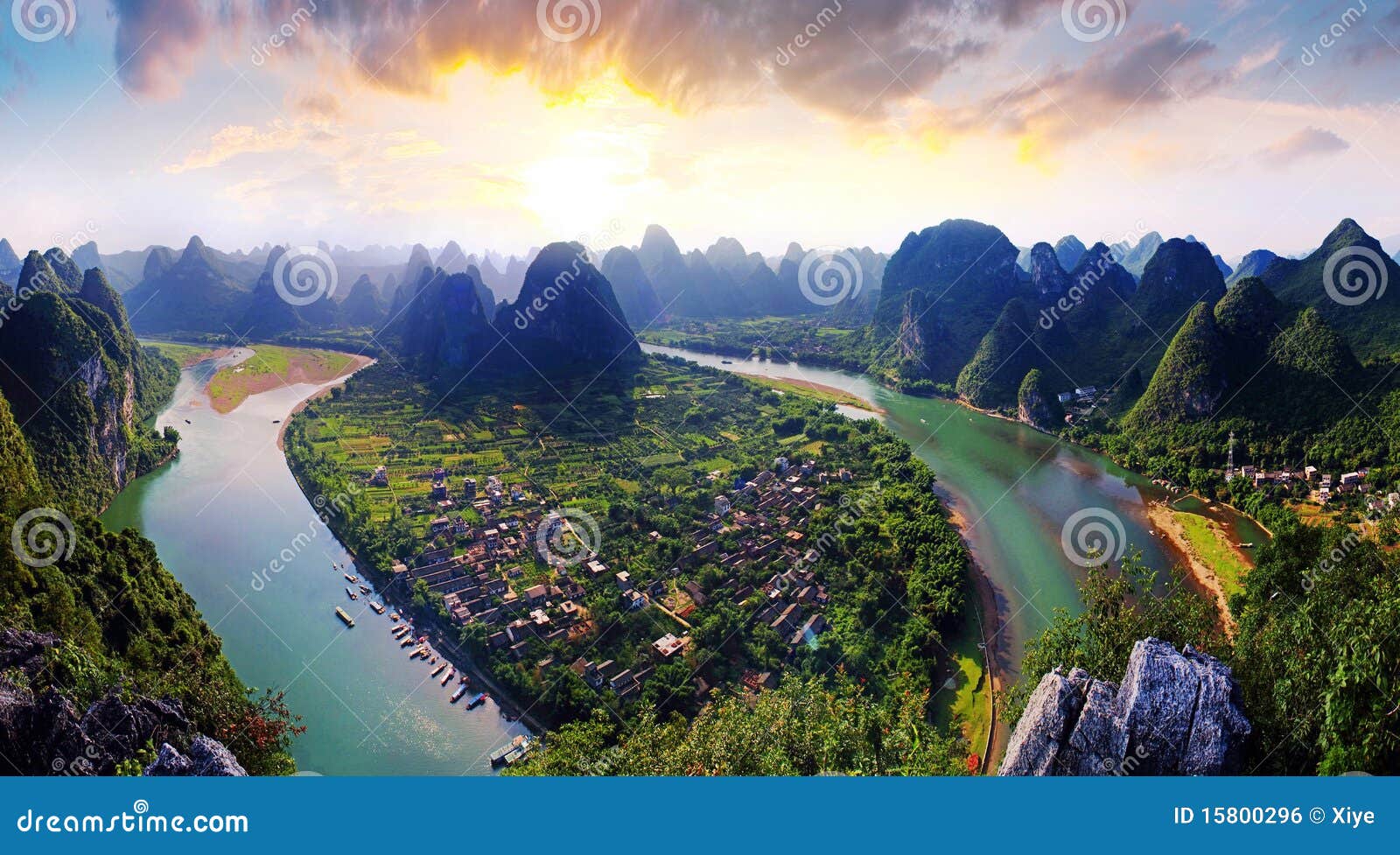 Guilin Scenery stock photo. Image of water, yellow, panoramic - 15800296