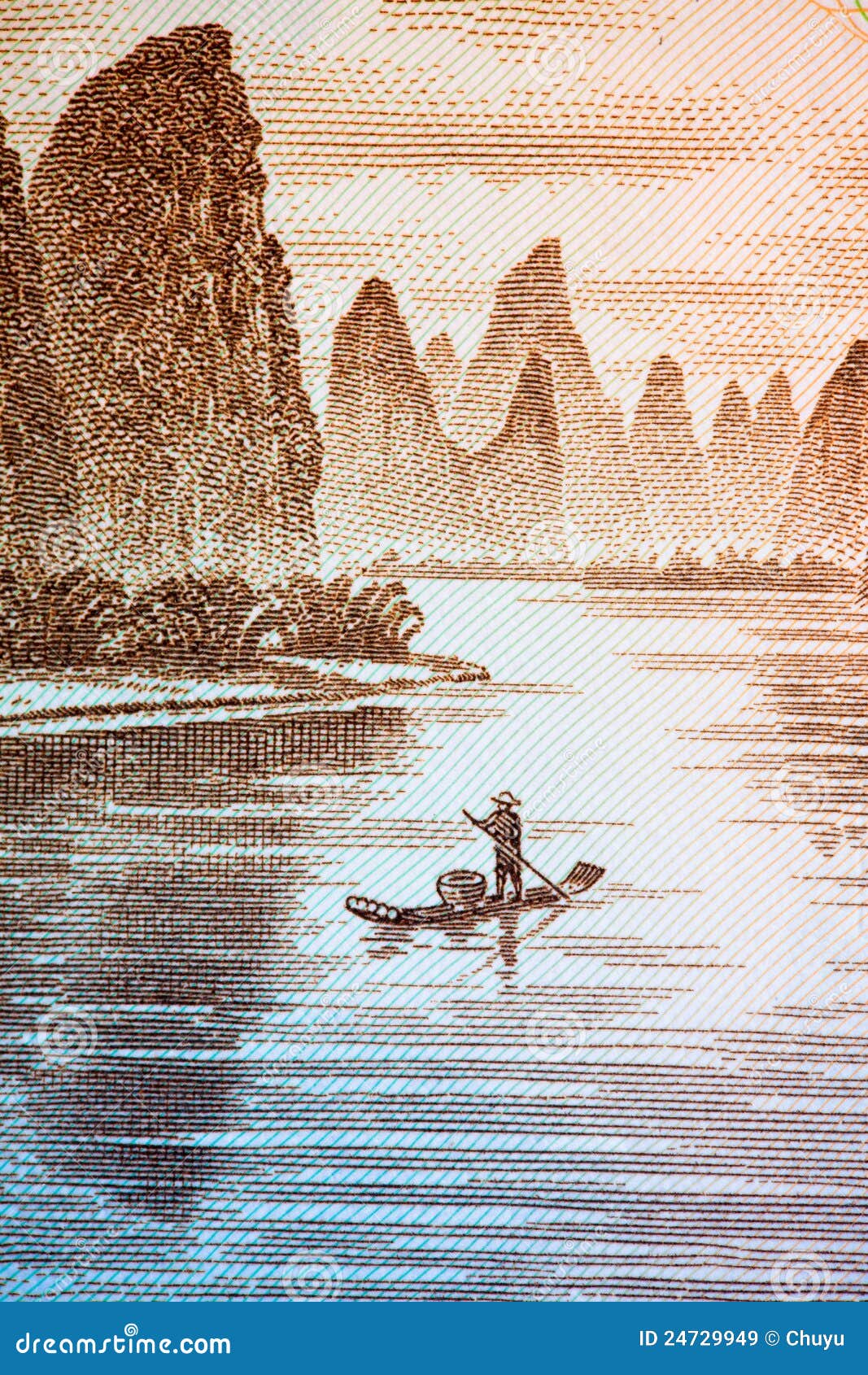 Guilin Scenery on Chinese Currency Stock Image - Image of backside ...