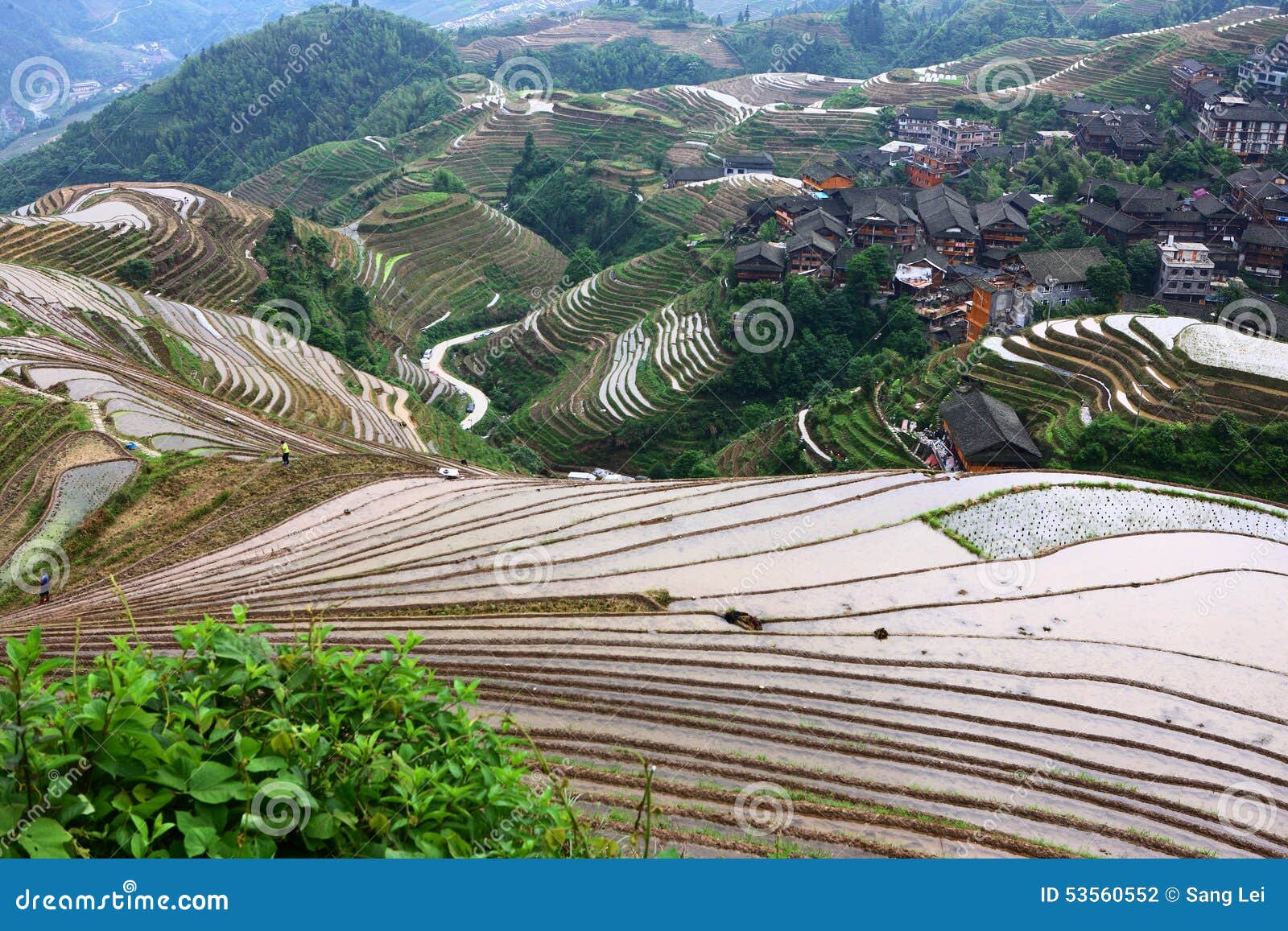 Guilin terrace stock photo. Image of village, buildings - 53560552