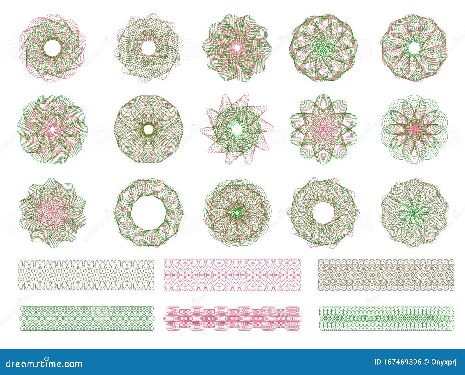Guilloche Collection. Engraving Security Watermarks Shapes for ...