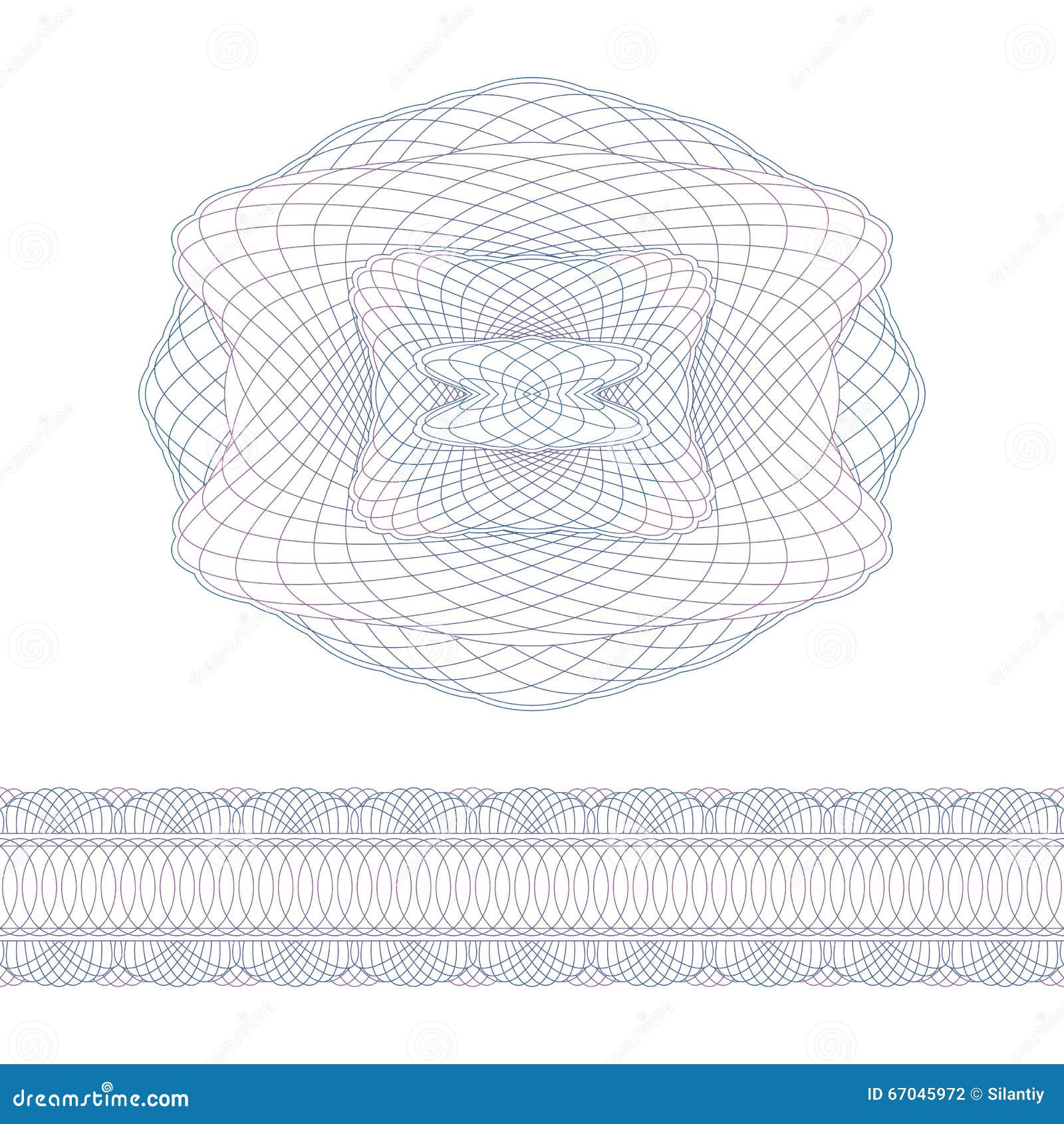 Guilloche Decorative Elements and Border Stock Vector - Illustration of ...