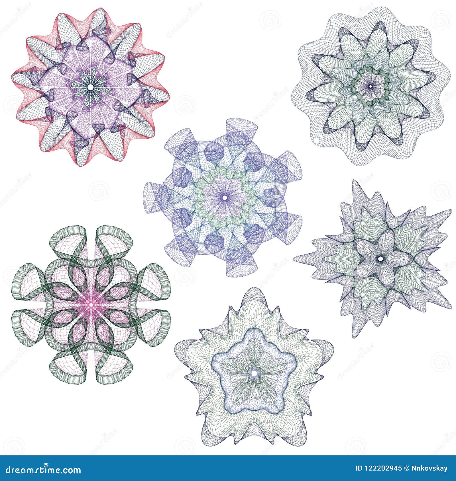 Guilloche Watermark. Banknote And Voucher Line Emblems. Curve Graphic ...