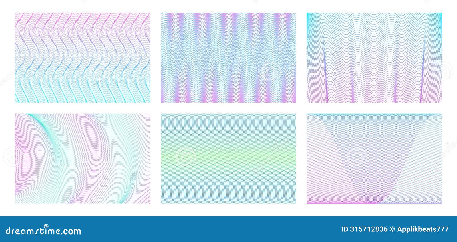 Guilloche Moire Pattern. Soft Color Wave Line Textures, Geometric ...