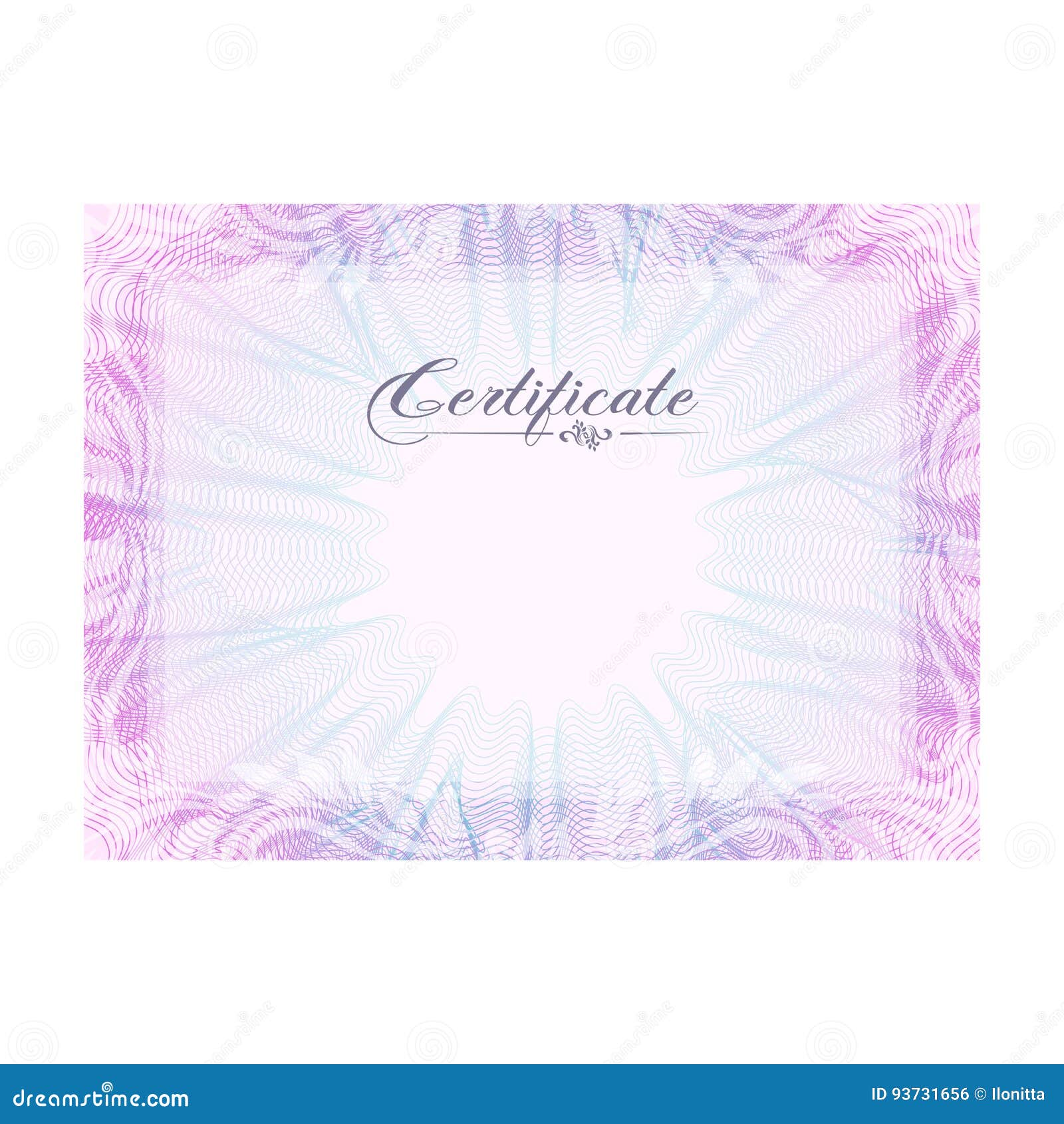 Guilloche Official Pink Certificate with Frame, Horizontal Stock Vector ...