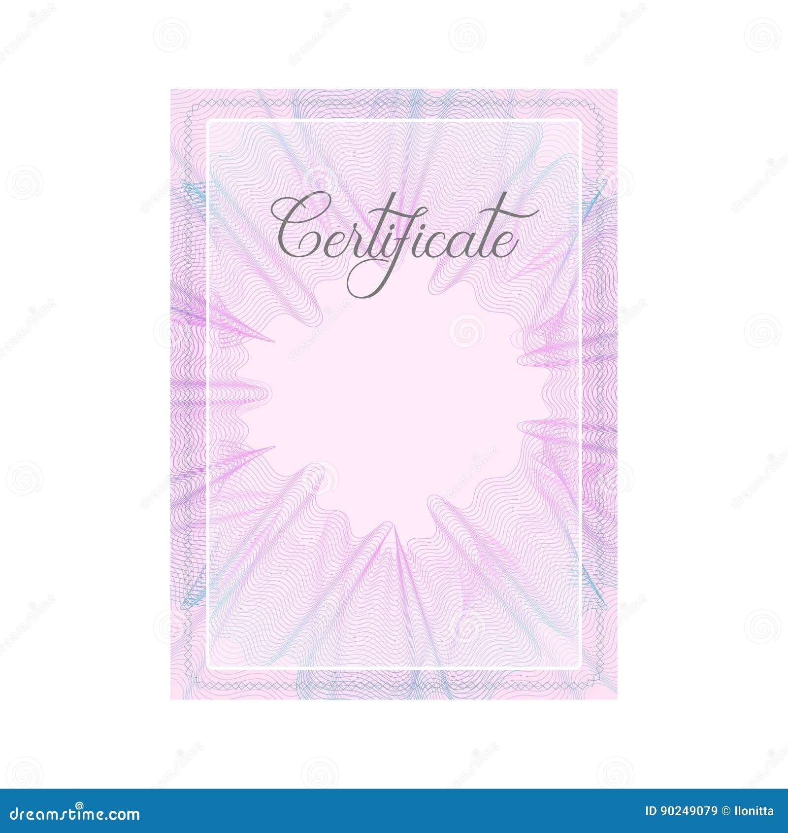 Guilloche Official Pink Certificate with Frame Stock Vector ...