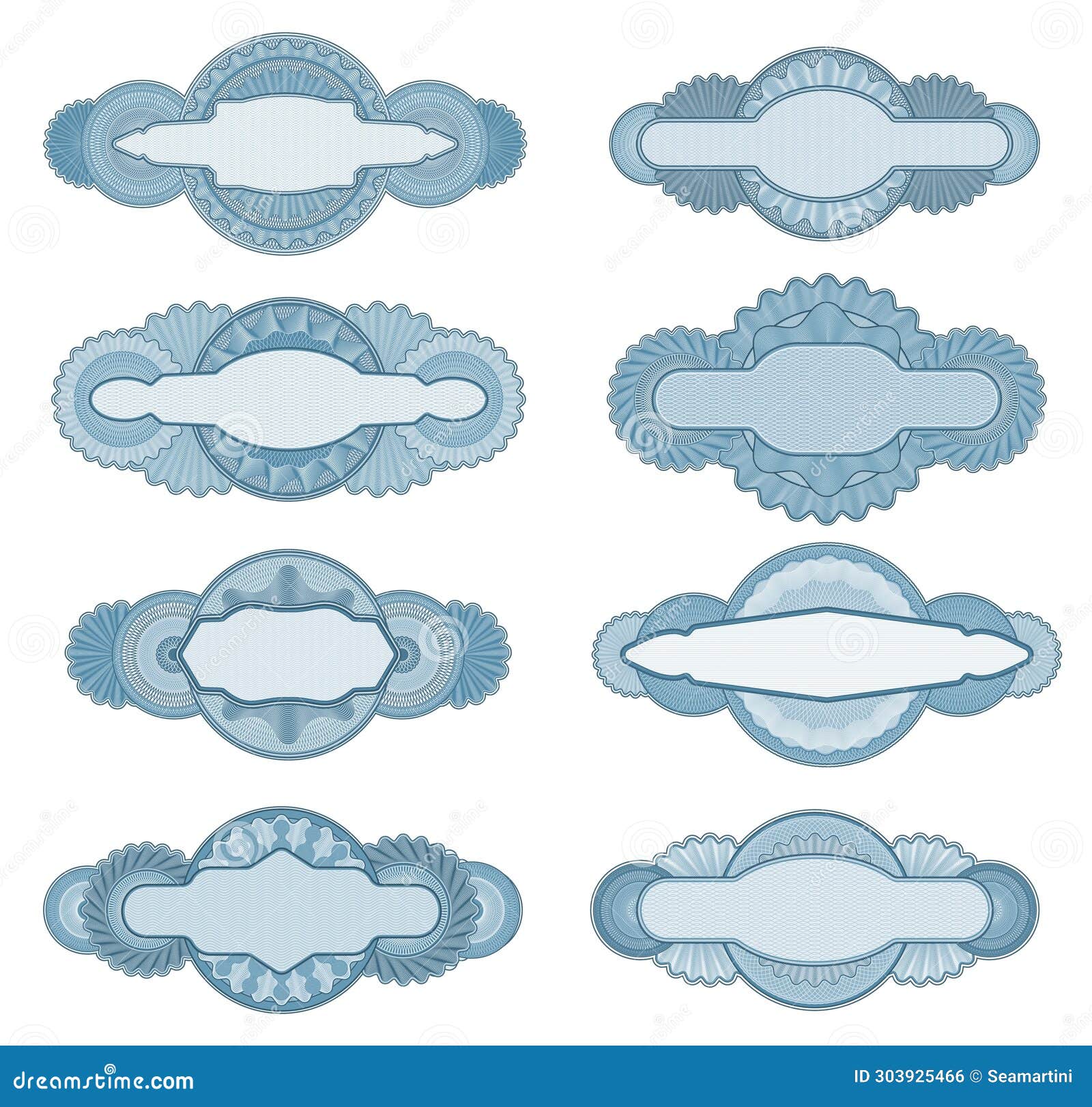 Guilloche Pattern Rosettes and Watermark Frames Stock Illustration ...