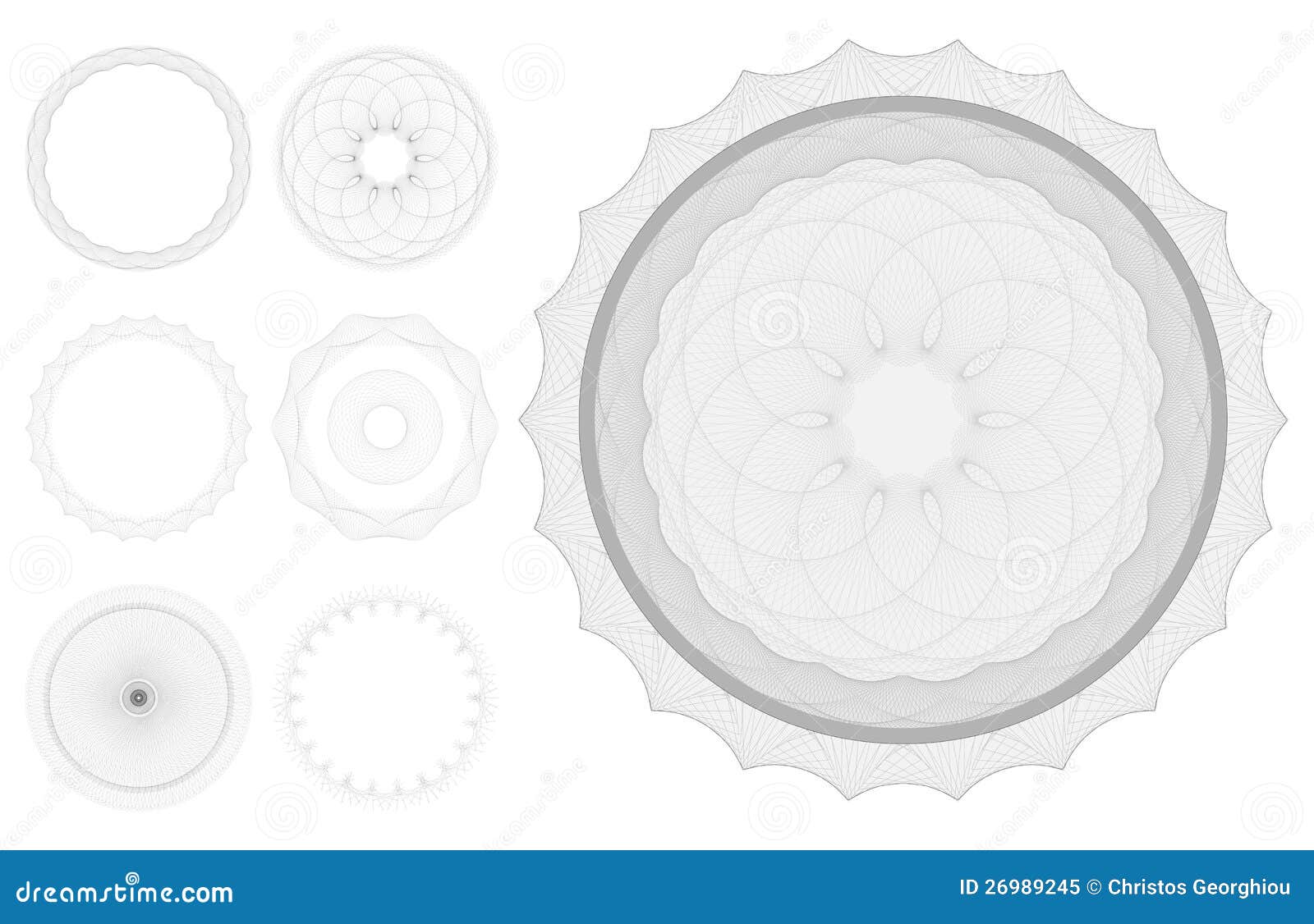 Guilloche Patterns Vector Set For Voucher, Banknote, Certificate And ...