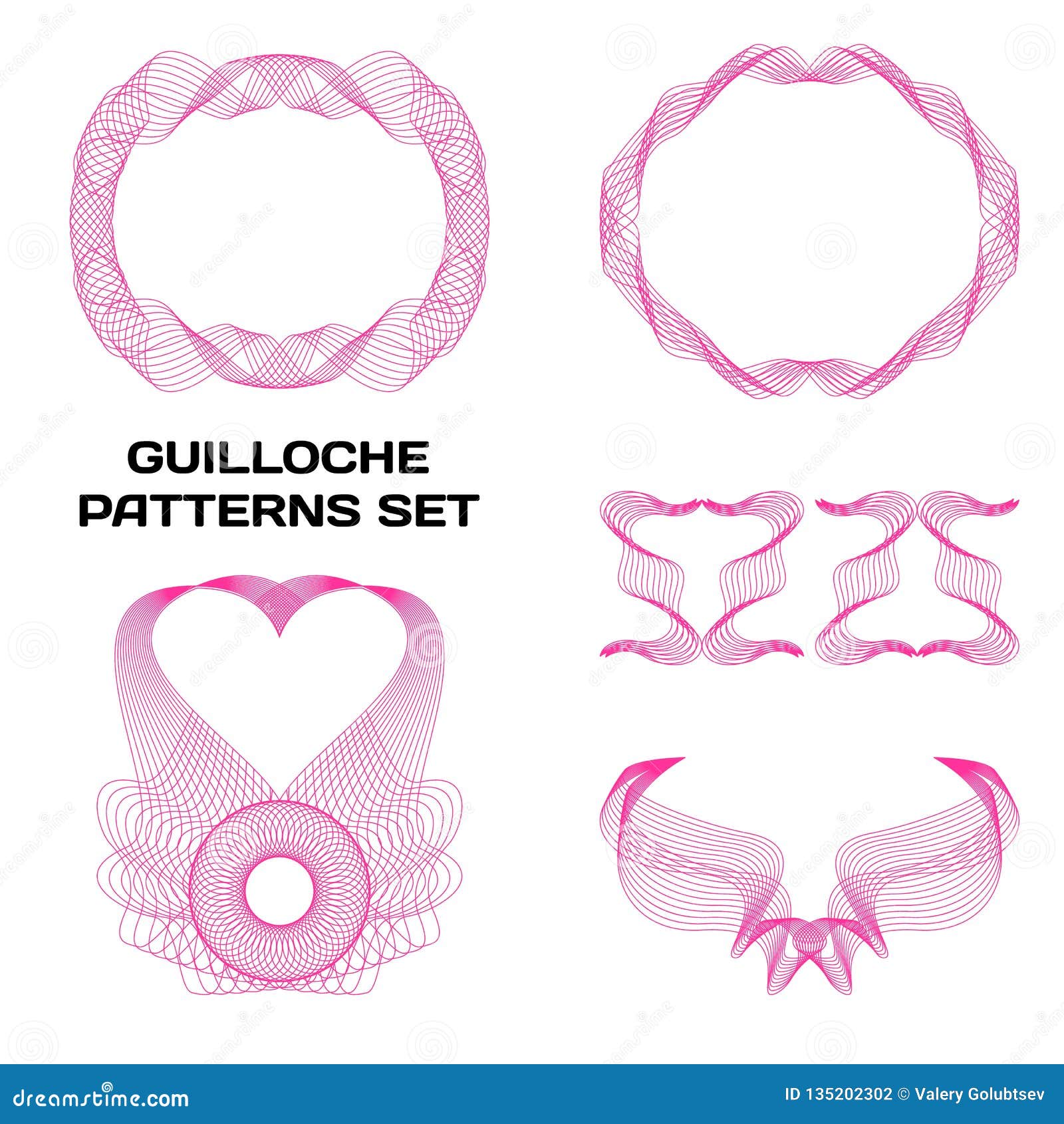 Guilloche Patterns Vector Set For Voucher, Banknote, Certificate And ...