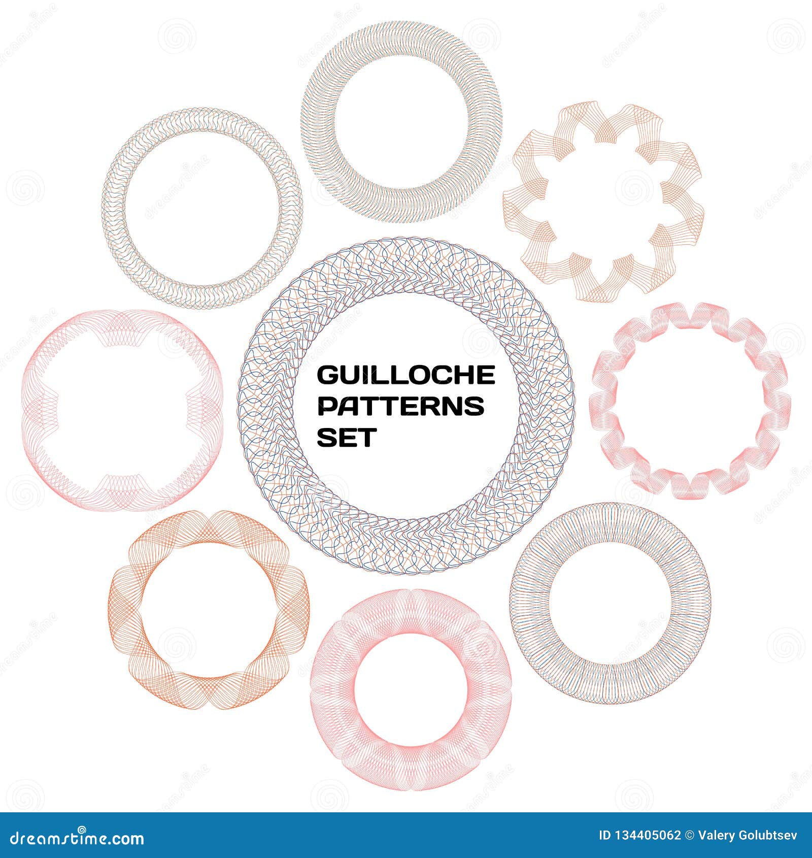 Guilloche Patterns Vector Set For Voucher, Banknote, Certificate And ...