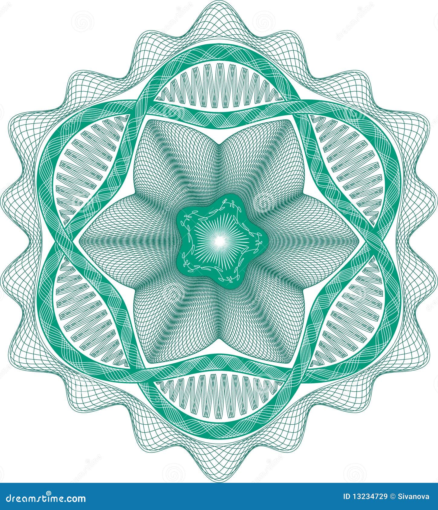 Guilloche rosette pattern stock vector. Illustration of green - 13234729
