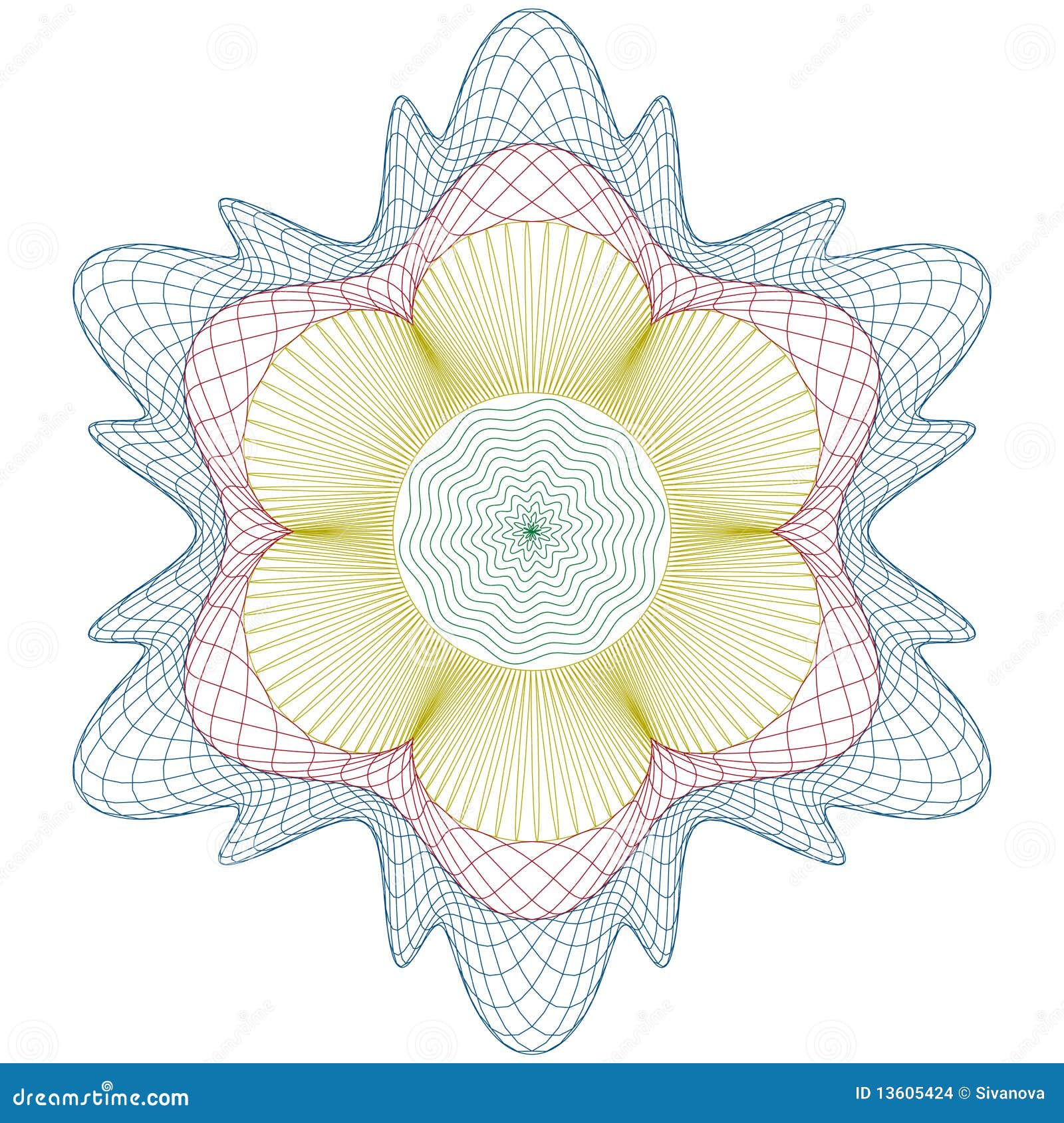 Guilloche Rosette, Pattern for Certificate Stock Vector - Illustration ...