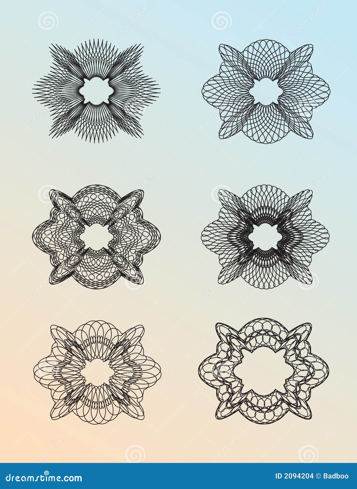 Guilloche Set 01 stock vector. Illustration of marking - 2094204