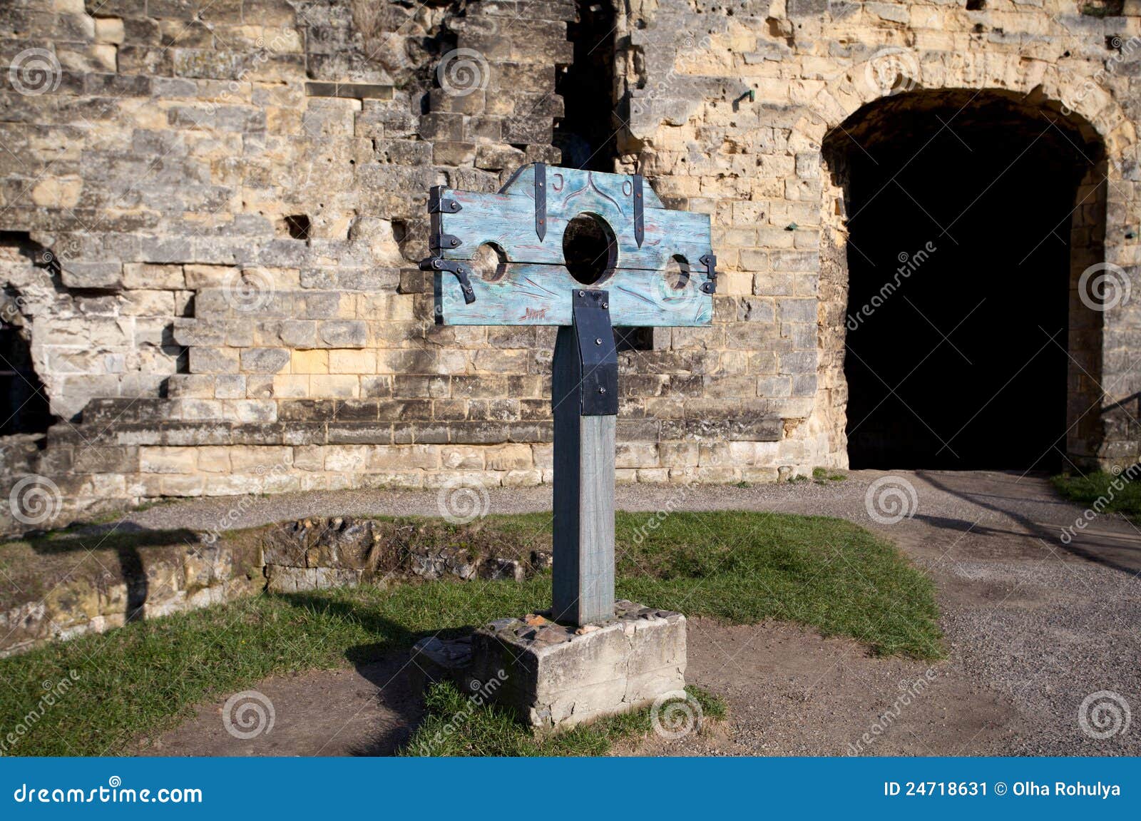 Guillotine Over Old Castle Wall Stock Image - Image of outside ...