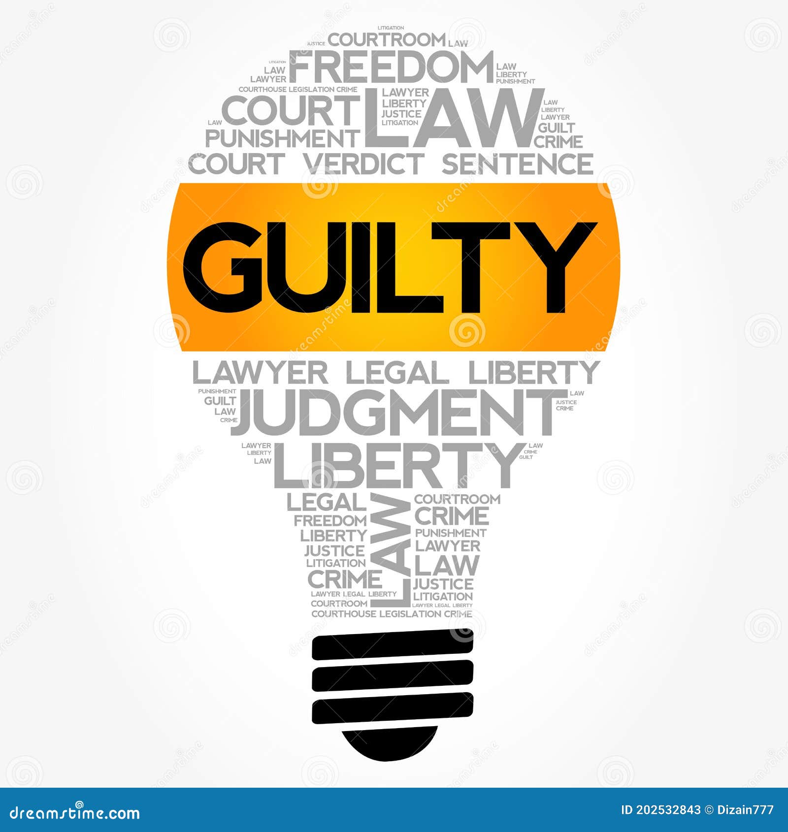 Guilty Bulb Word Cloud Collage Stock Illustration - Illustration of ...