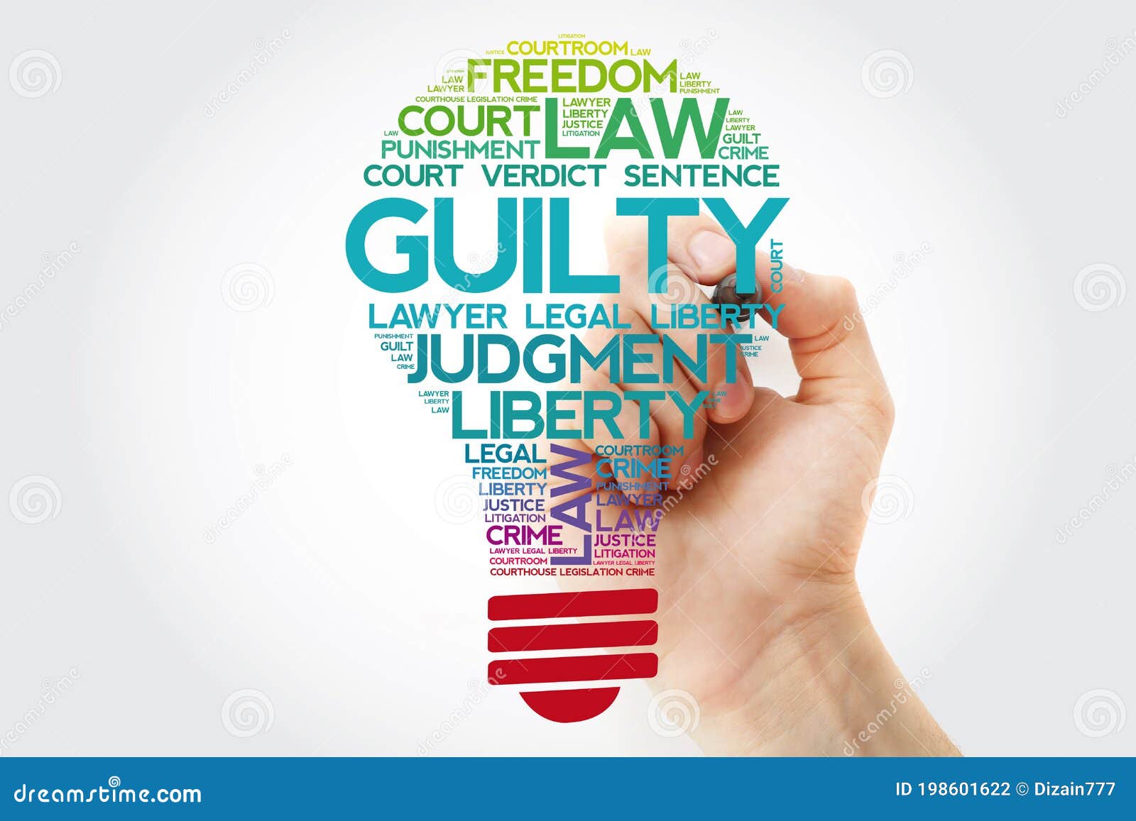Guilty Bulb Word Cloud Collage with Marker, Concept Background Stock ...
