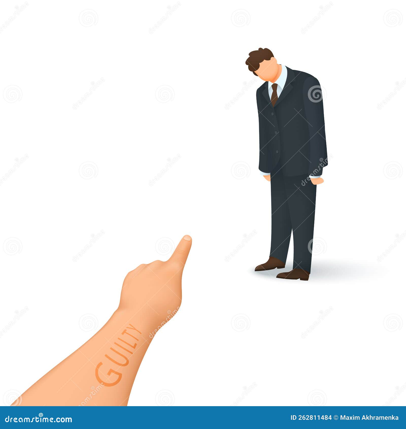 A Guilty Character Who is Pointed by a Hand with a Finger. Stock ...
