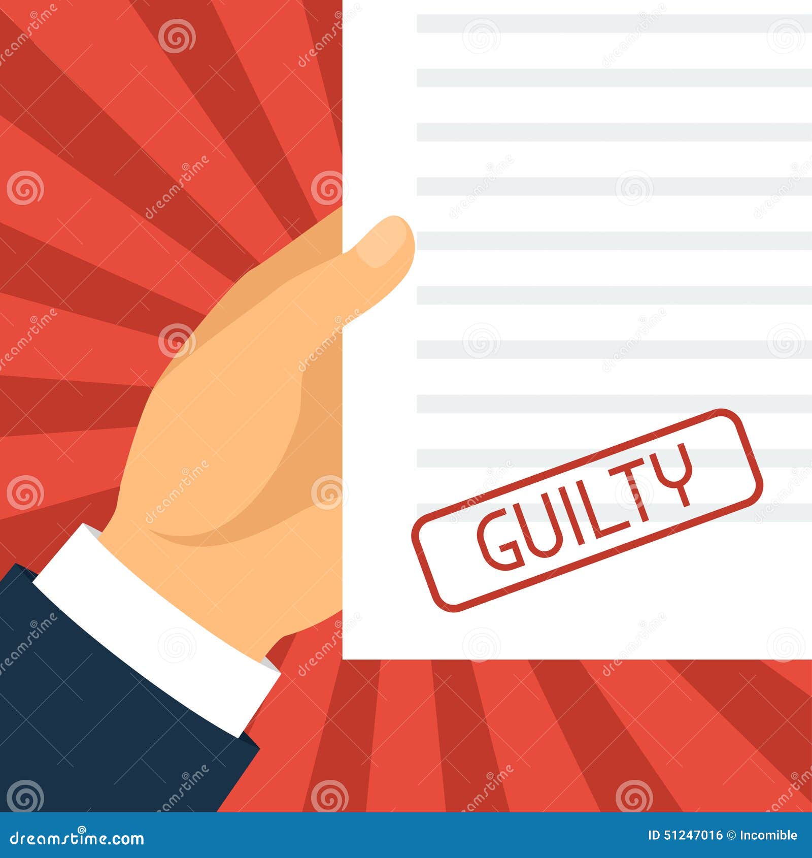 Guilty Concept Hand Holding Paper with Stamp Stock Vector ...