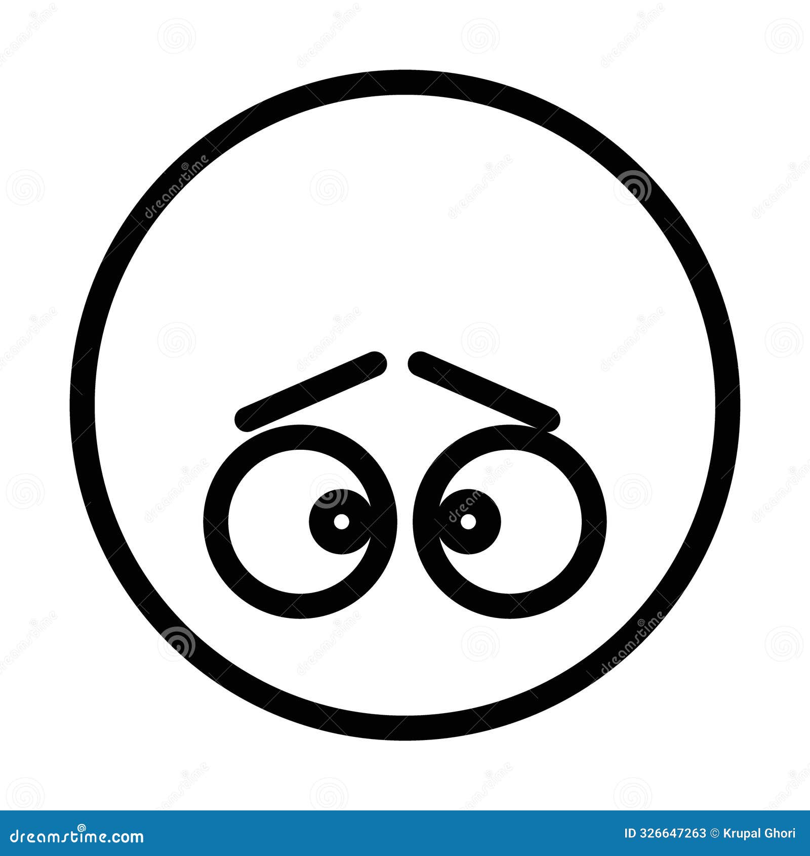 Guilty Face Emoji Linear Logo Mark In Black And White Cartoon Vector ...