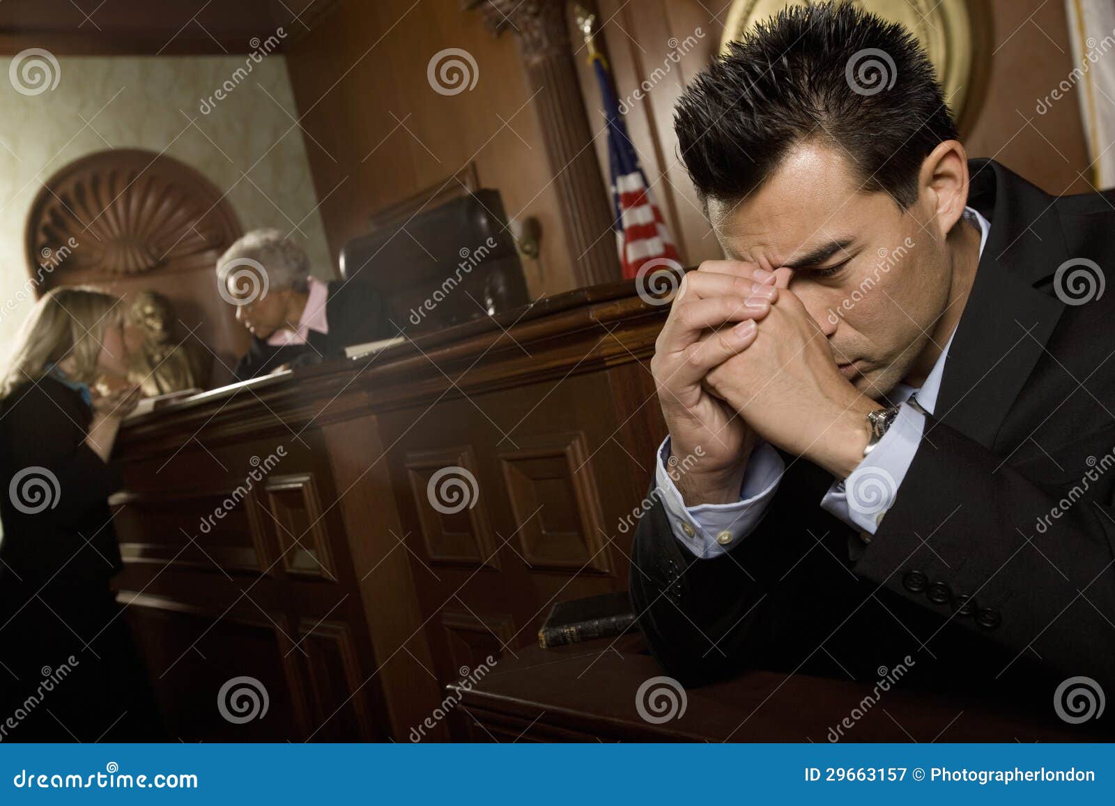 Guilty Man in Court Room stock image. Image of black - 29663157