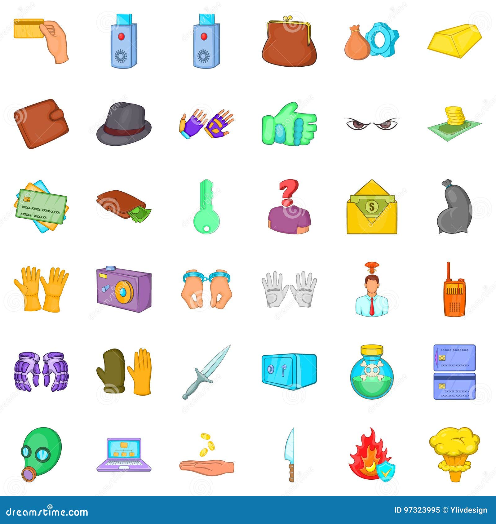 Guilty Man Icons Set, Cartoon Style Stock Vector - Illustration of ...