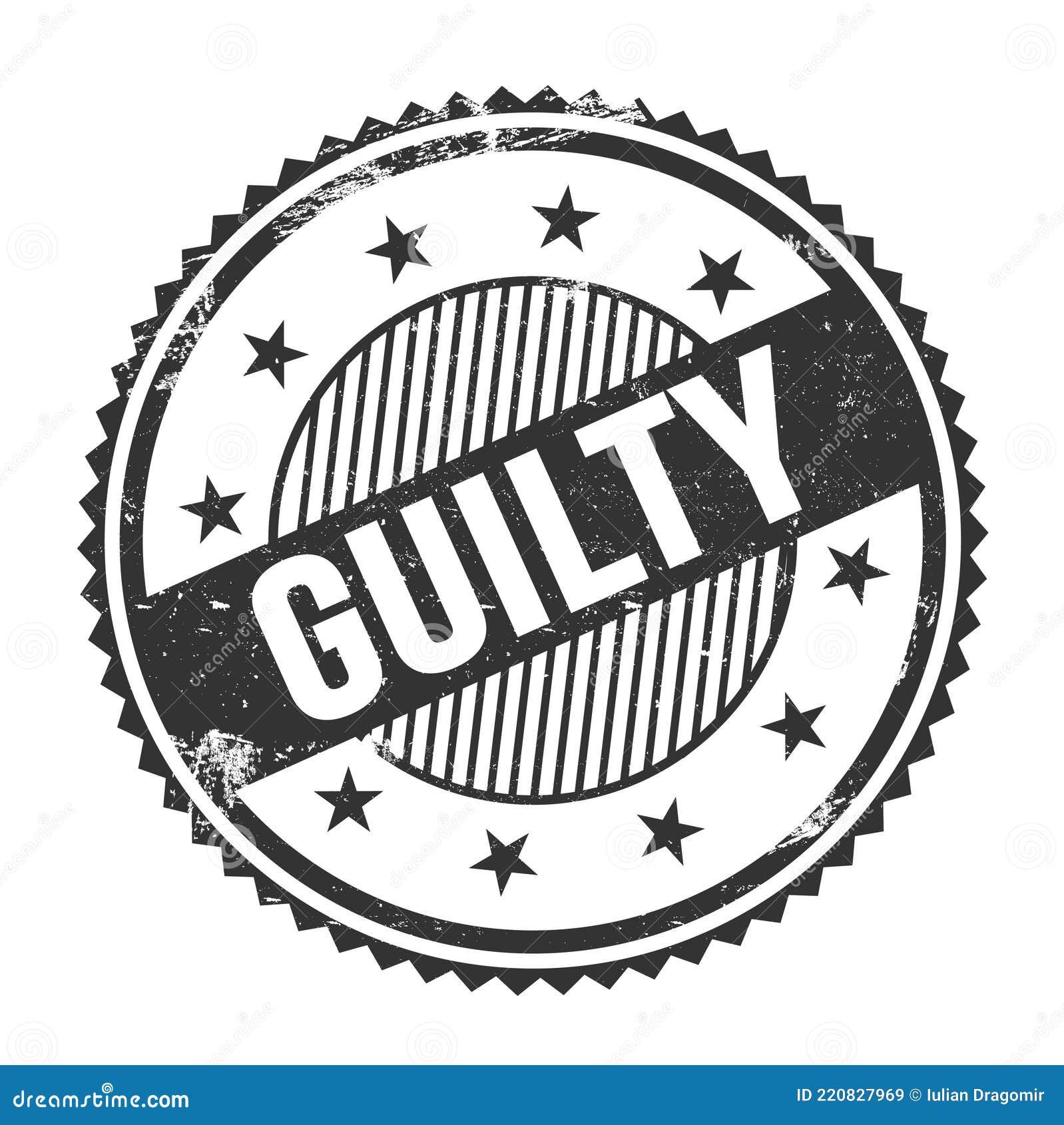 GUILTY Text Written on Black Grungy Round Stamp Stock Illustration ...