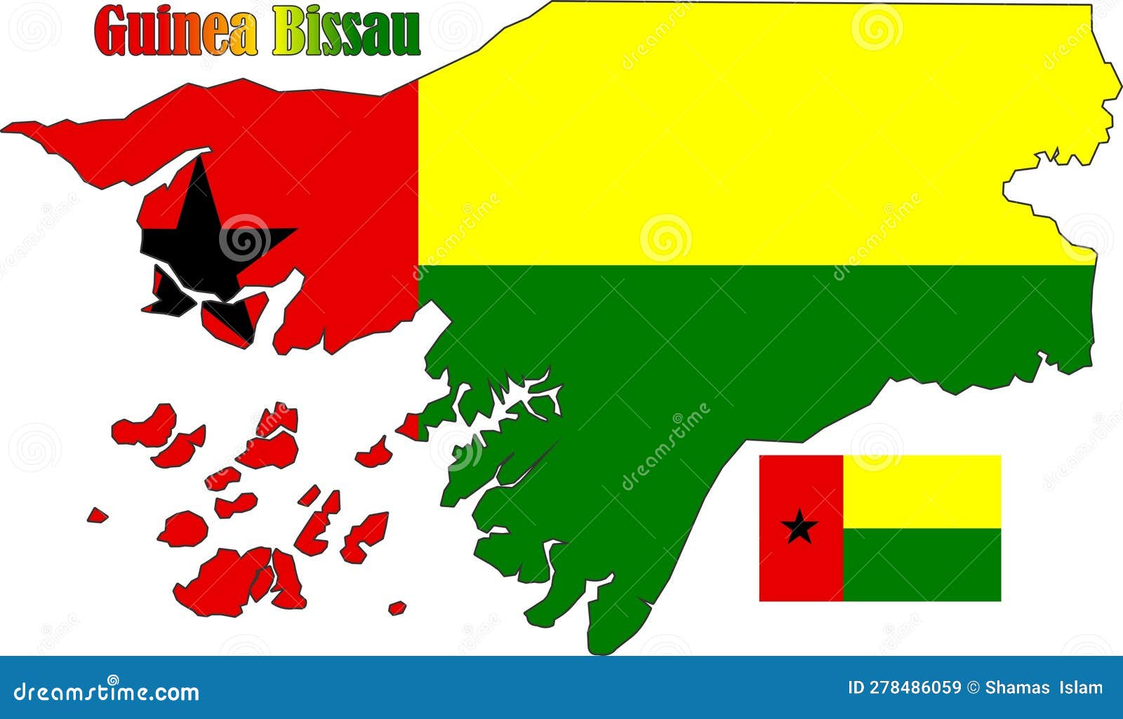Guinea Bissau Map and Flag Illustration Vector Stock Vector ...