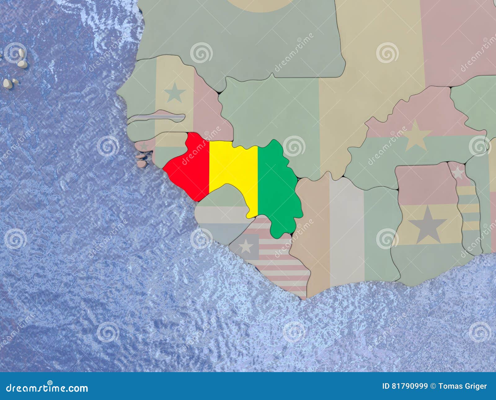 Guinea Con La Bandera En El Globo Stock de ilustración - Ilustración de ...