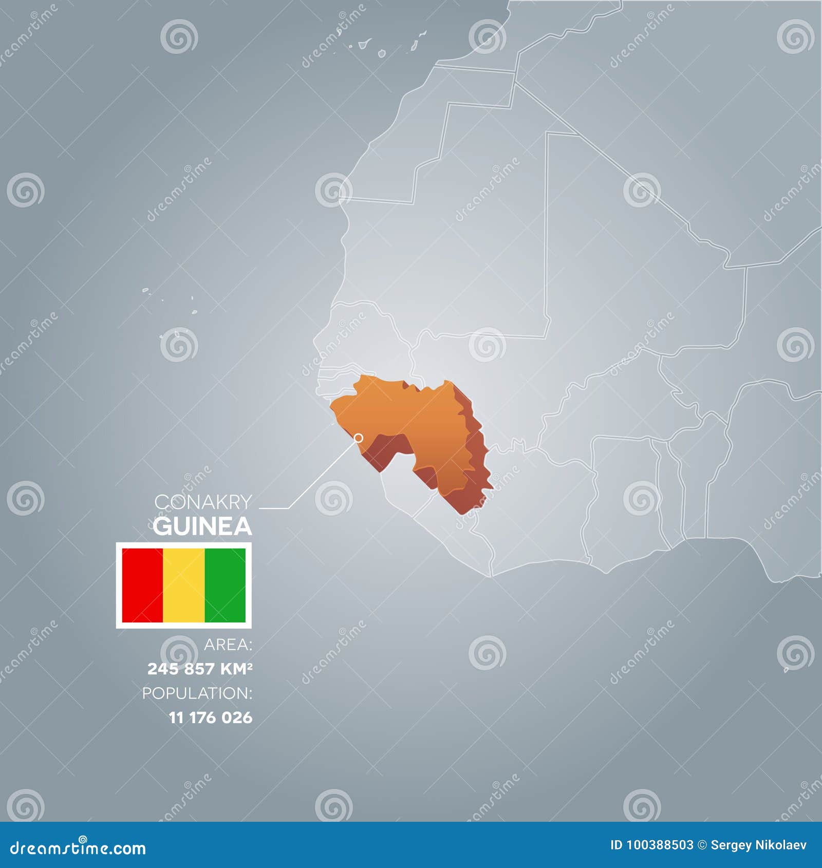 Guinea information map. stock vector. Illustration of cartography ...