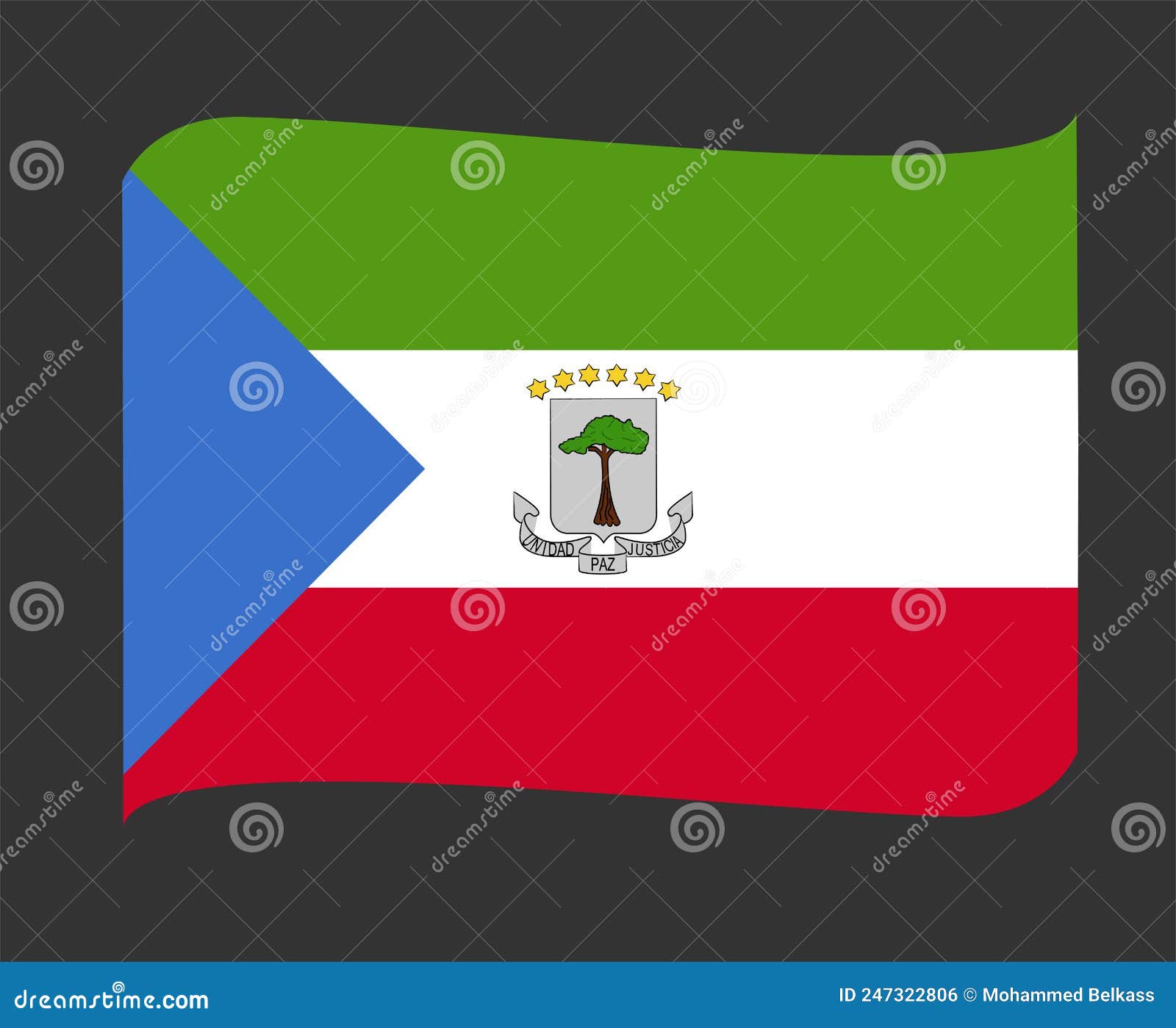 Equatorial Guinea Flag National Africa Emblem Ribbon Stock Illustration ...