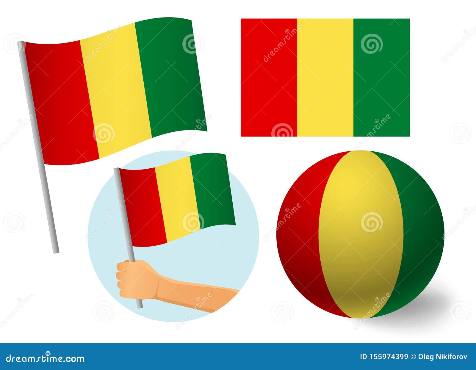 Guinea flag icon set stock illustration. Illustration of flag - 155974399