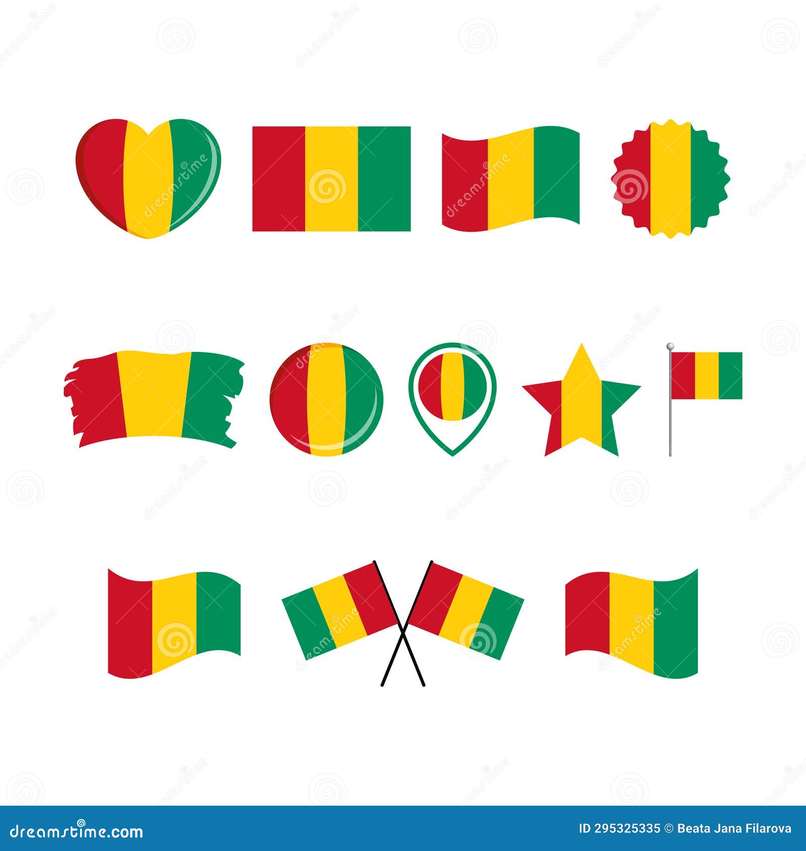 Guinea Flag Icon Set Vector Isolated on a White Background Stock Vector ...