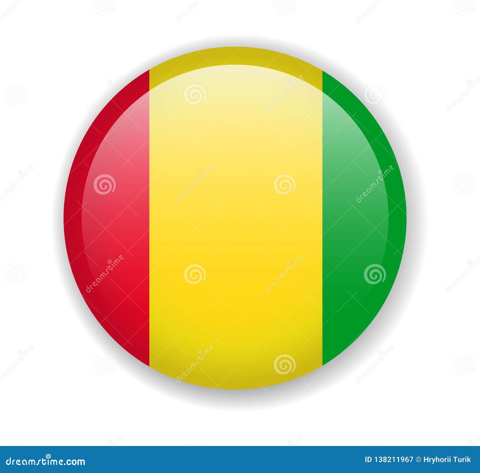Guinea Flag Round Bright Icon on a White Background Stock Vector ...
