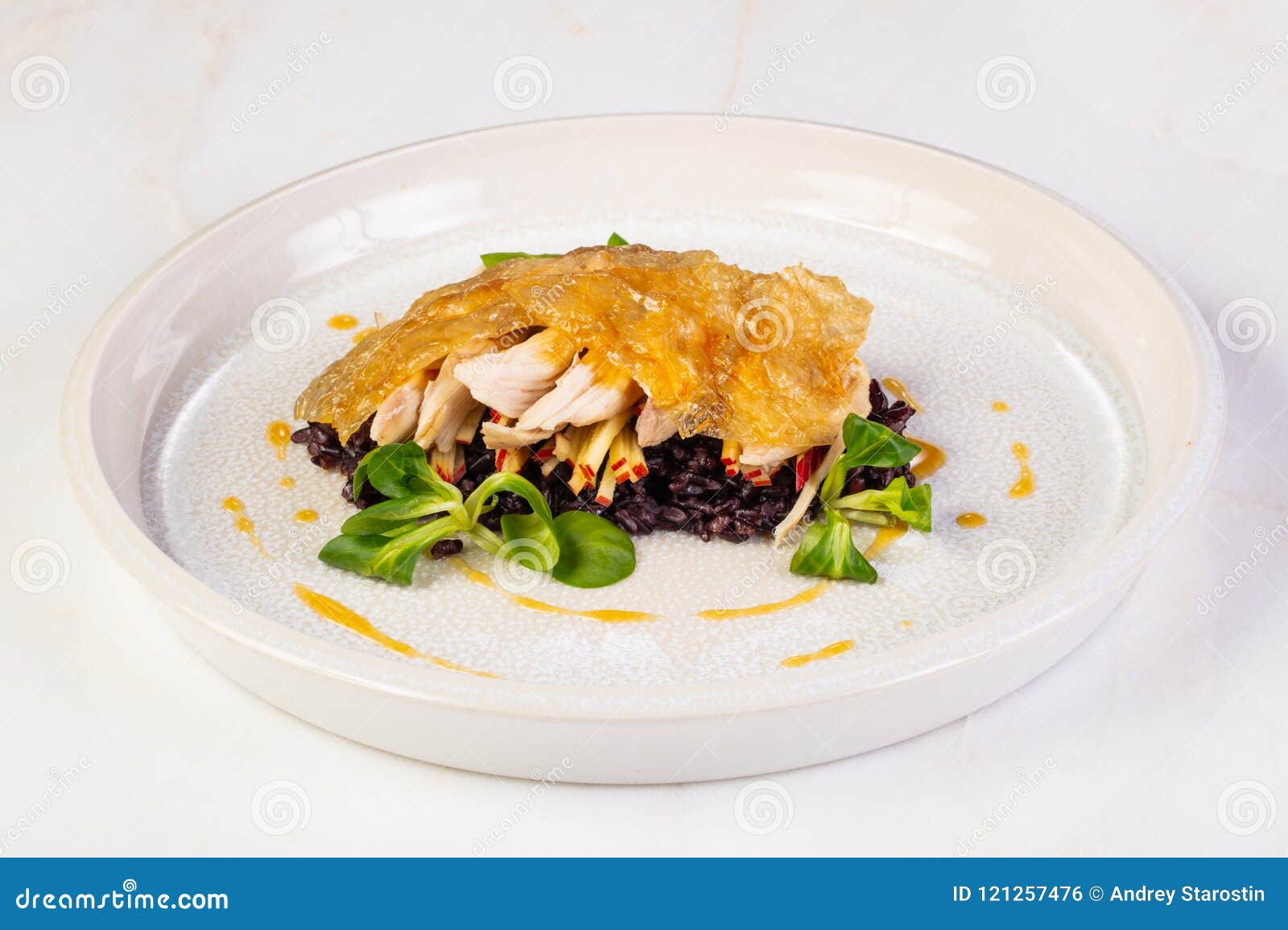 Guinea fowl with rice stock photo. Image of herbs, dish - 121257476