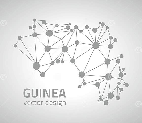 Guinea Vector Dot Grey Outline Triangle Perspective Modern Map Stock Vector - Illustration of ...