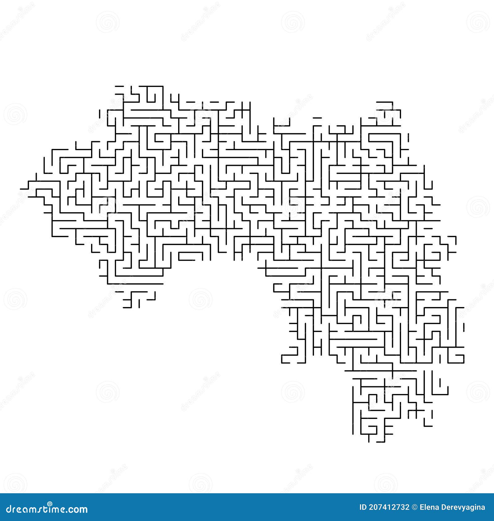 Guinea Map from Black Pattern of the Maze Grid. Vector Illustration ...