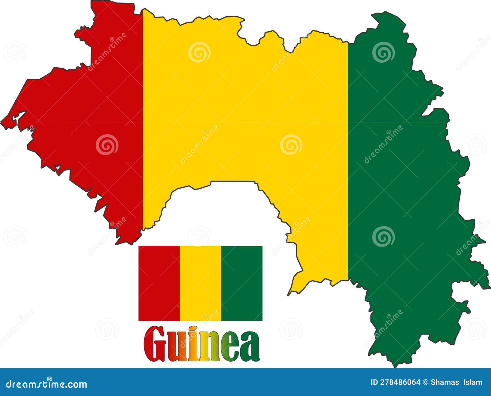 Guinea Map and Flag Illustration Vector Stock Vector - Illustration of ...