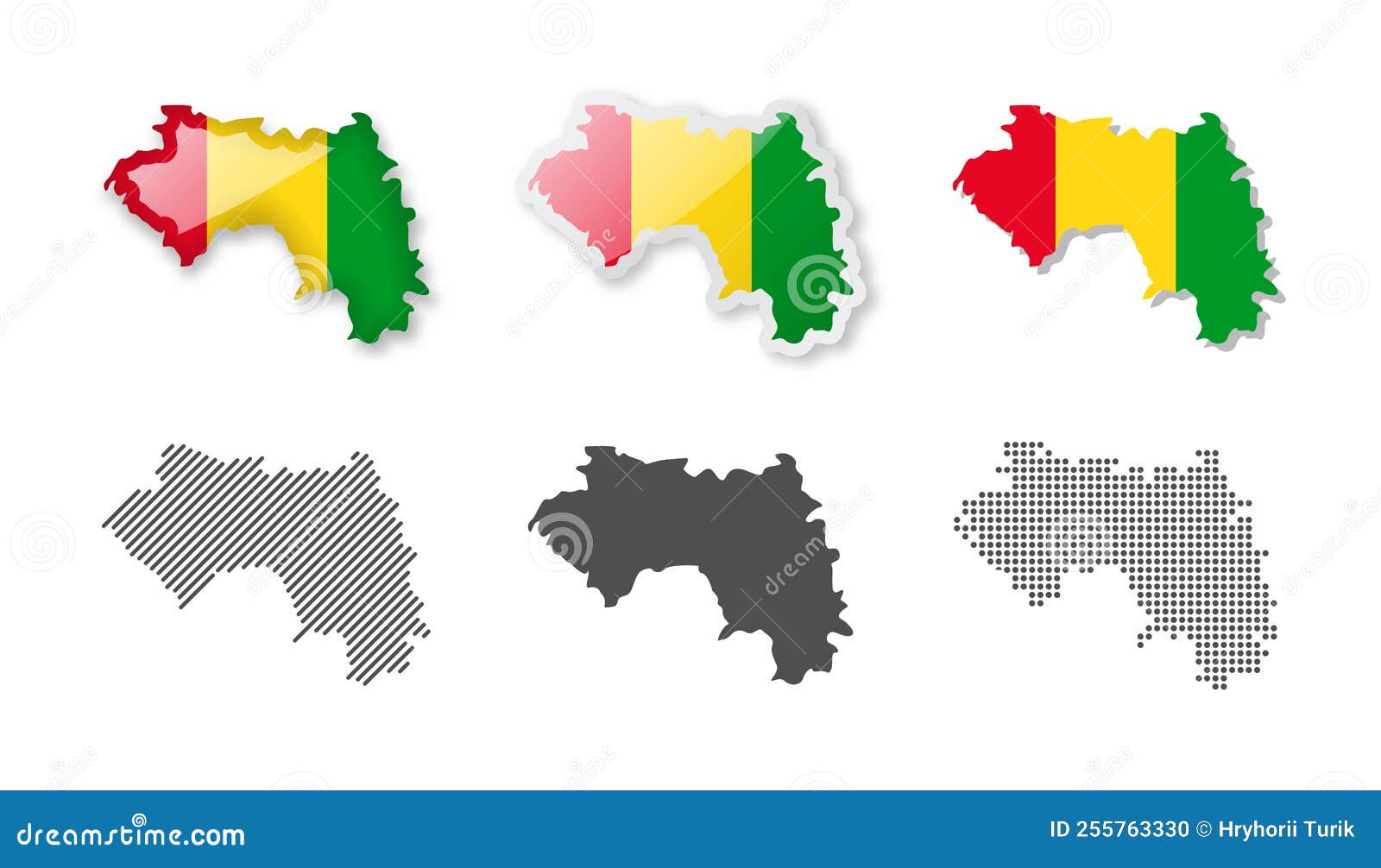 Guinea - Maps Collection. Six Maps of Different Designs Stock ...