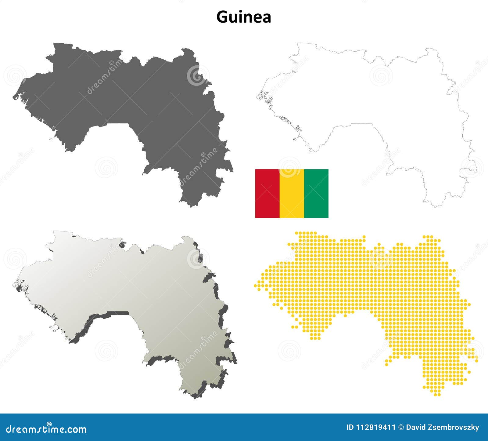 Guinea outline map set stock vector. Illustration of flag - 112819411