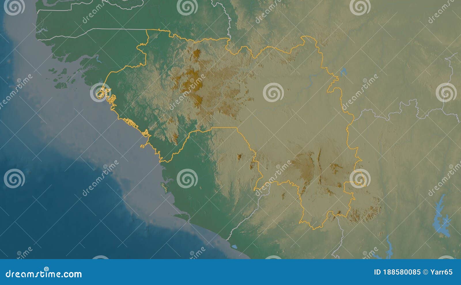 Guinea - overview. Relief stock illustration. Illustration of africa ...