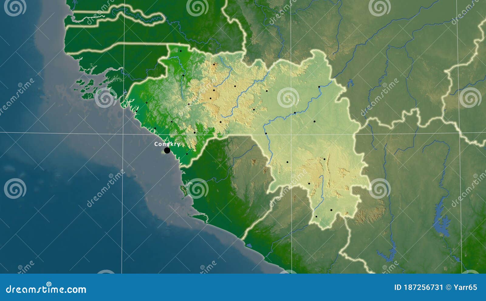 Guinea - Physical. Composition, Borders Stock Illustration ...