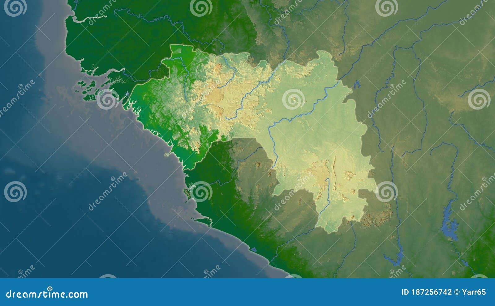 Guinea - Physical. Composition Stock Illustration - Illustration of stereographic, globe: 187256742