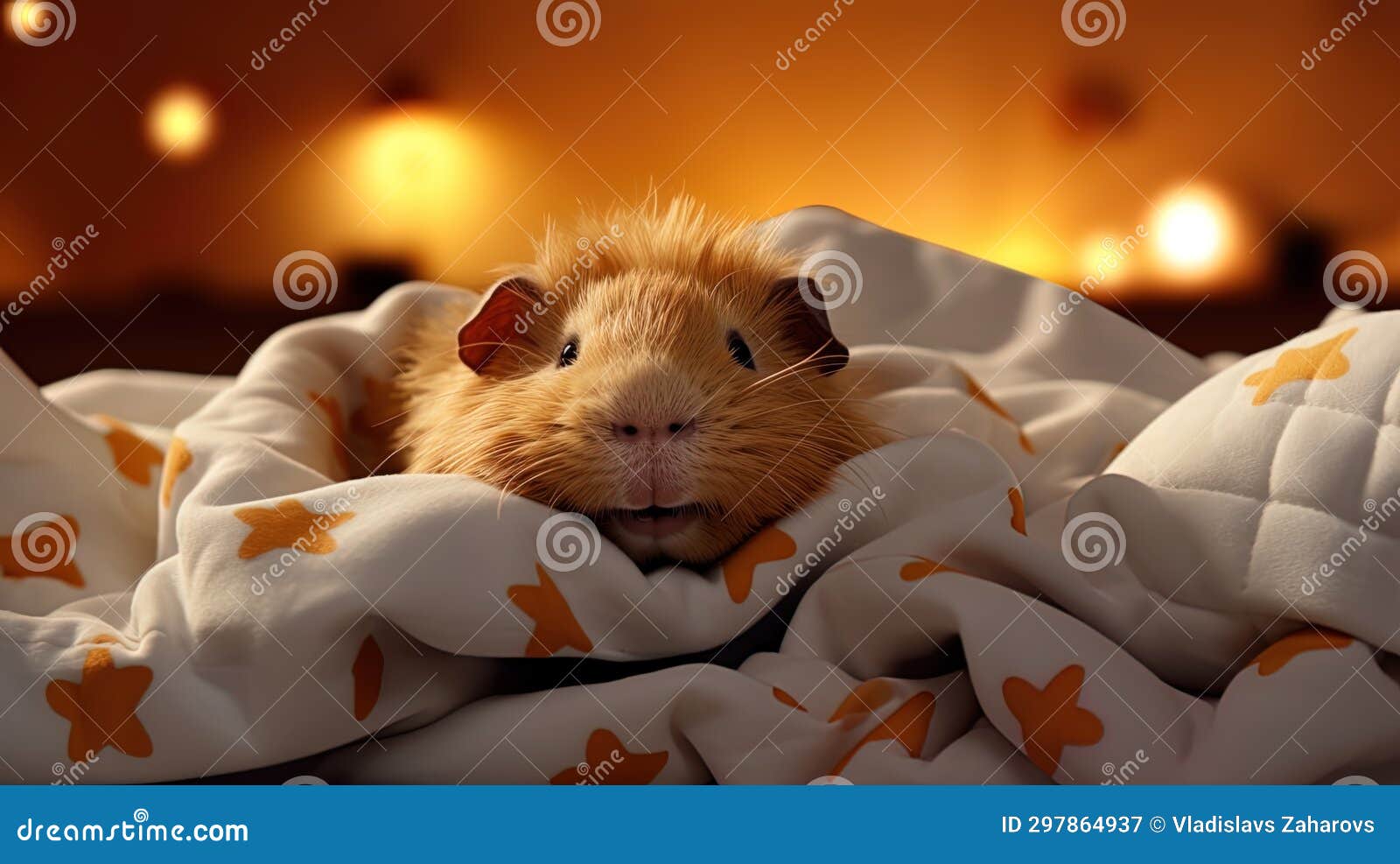 Guinea Pig in Bed Wears a Happy Grin Stock Illustration - Illustration ...