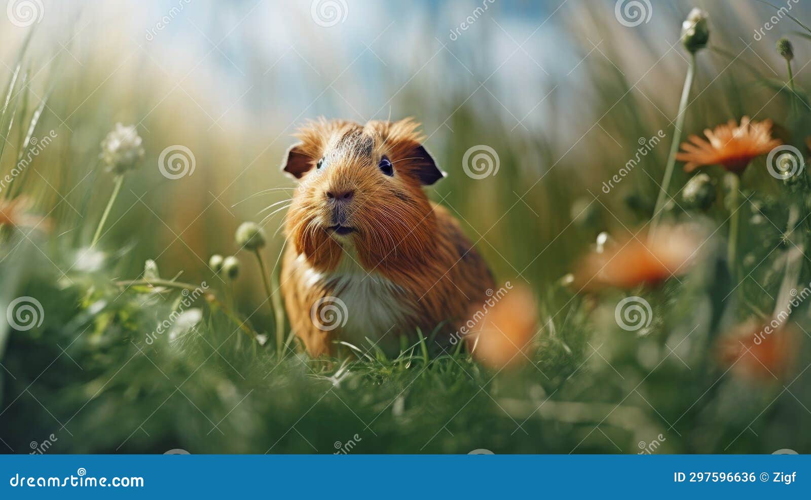 Guinea Pig is Standing in Grass Stock Illustration - Illustration of ...