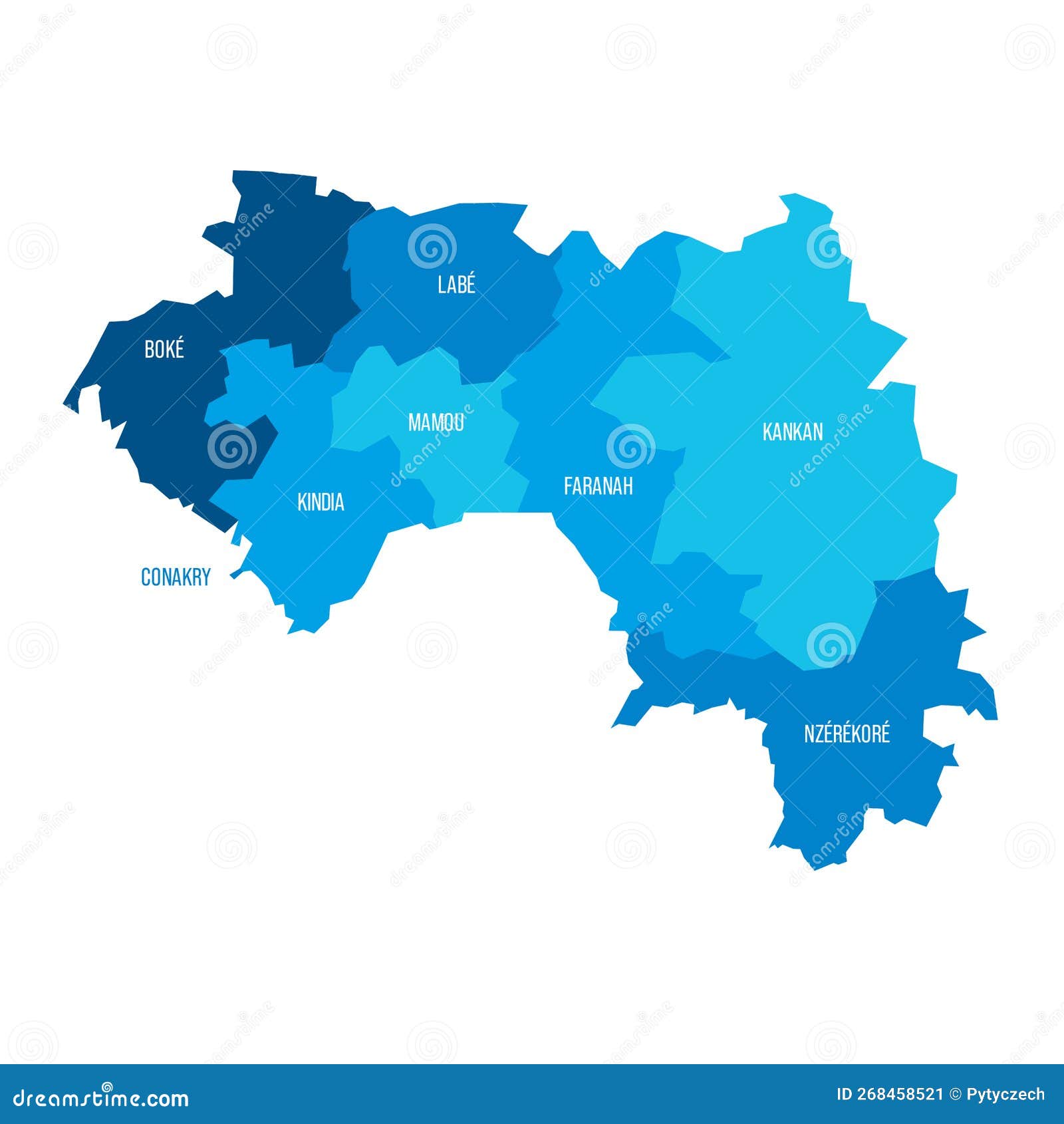 Guinea Political Map of Administrative Divisions Stock Vector ...
