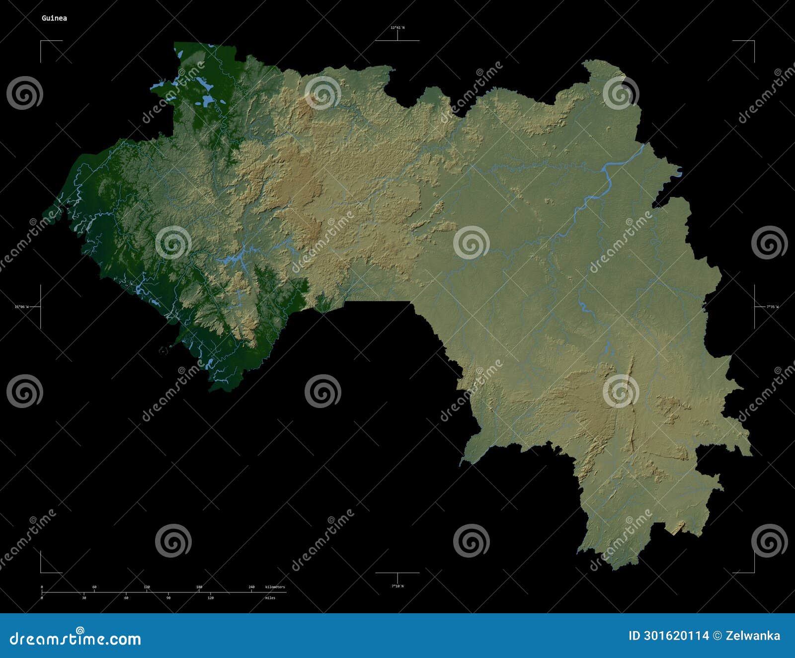 Guinea Shape on Black. Physical Stock Illustration - Illustration of ...